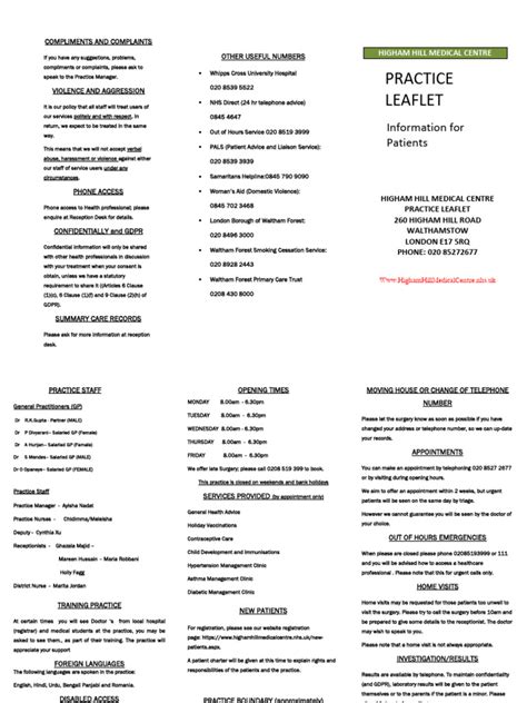 2021 Practice Leaflet Pdf General Practitioner Health Care
