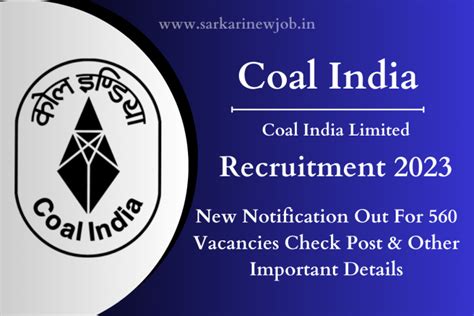 Coal India Recruitment 2023 New Notification Out For 560 Vacancies