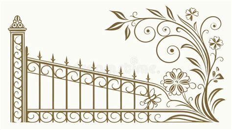 Decorative Garden Fence Vector Ornate Wrought Iron Elegant Fence