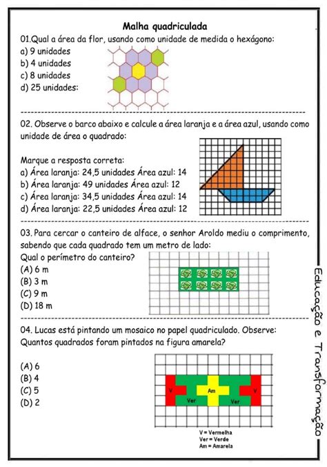 Atividades para Jardim Atividade de matemática para trabalhar malha quadriculada