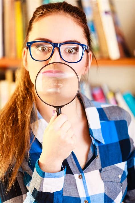 Girl Holding Magnifying Glass Stock Photo Image Of Optical Human