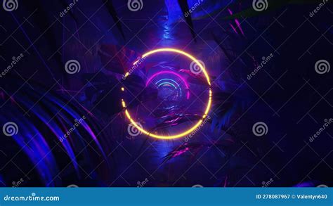 Neon Circle With Plants And Leaves Loop Animation Stock Video Video