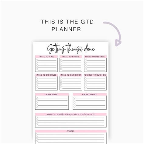 Gtd Template Gtd Planner Adhd Task Organizer Gtd System Getting