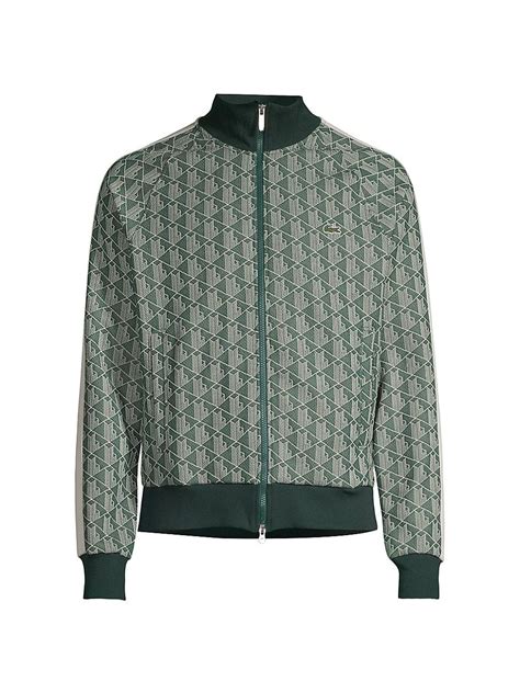 Lacoste Monogram Print Track Jacket In Green For Men Lyst