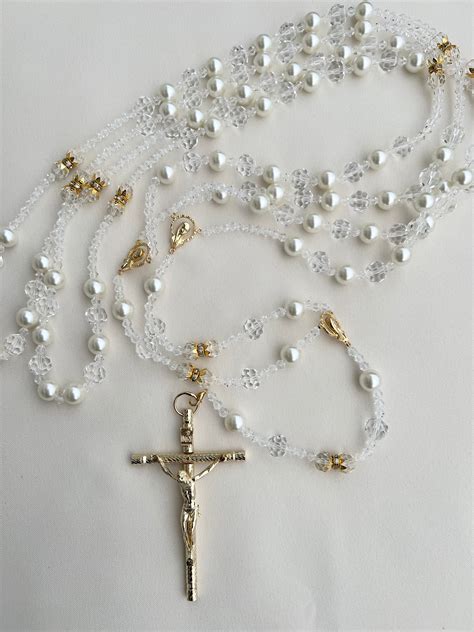 Wedding Lasso Ivory Pearl Crystal Lasso Rosary For Mexican Wedding