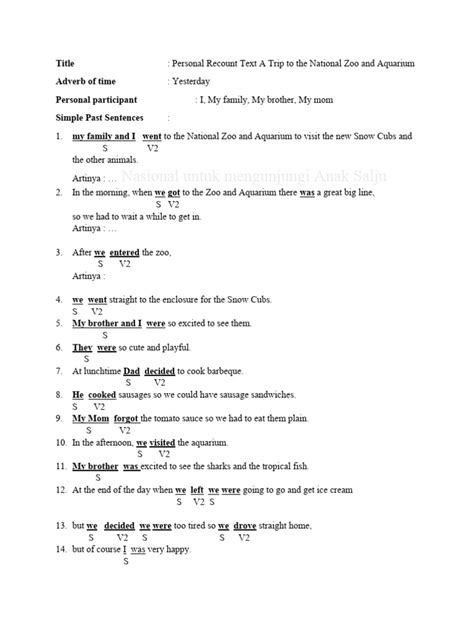 Analisis Recount Text 1 Pdf Art