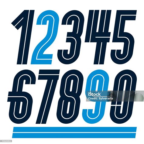 Koleksi Angka Berani Trendi Numerasi Vektor Yang Dibuat Dengan
