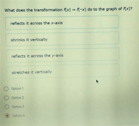 i need help what does the transformation f x f x do to the graph