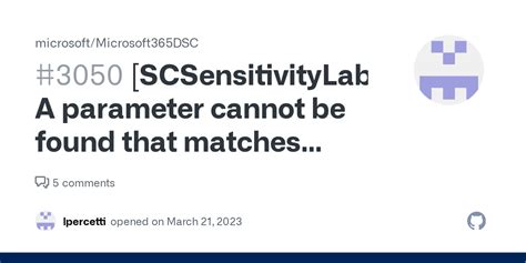 Scsensitivitylabel A Parameter Cannot Be Found That Matches Parameter