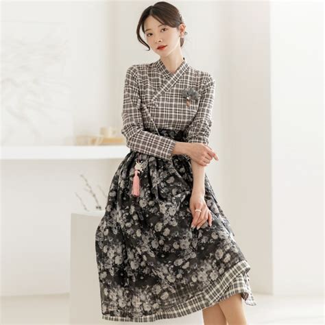 시크라인 해련 체크 패턴 철릭 원피스 위시버킷