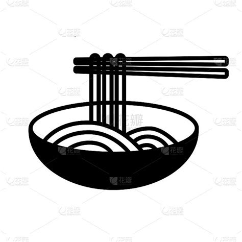 黑色拉面图标上的白色背景向量素材 花瓣网