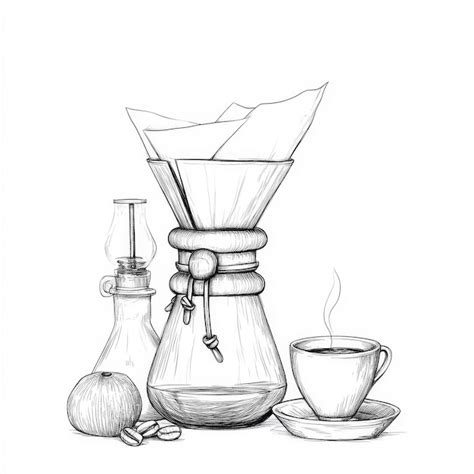 커피 양조 손으로 그린 빈티지 스케치 터 일러스트레이션 프리미엄 Ai 생성 이미지