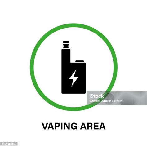 Vape Zone Place Glyph Silhouette 아이콘입니다 Vaping 전기 담배 지역 표지판 연기 전자 담배 구역
