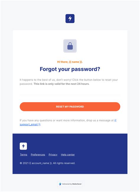 Reset Password Email Template MailerSend