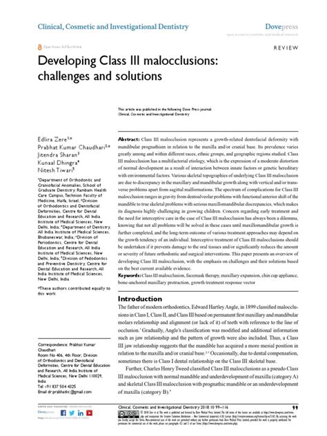 Clinical Journal Developing Class Iii Pdf Dentistry Branches