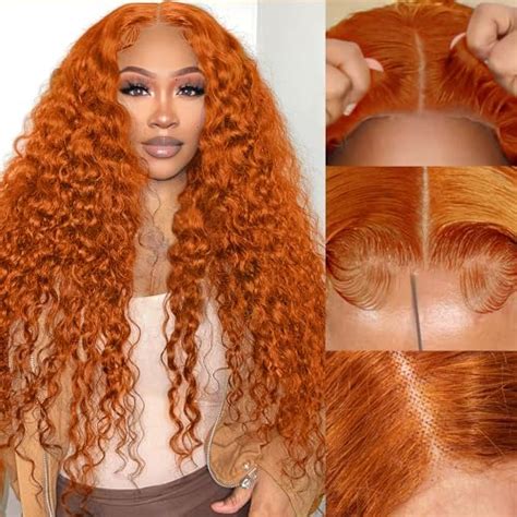 Azkiu Wear And Go Glueless Ginger Orange Wigs Human Hair