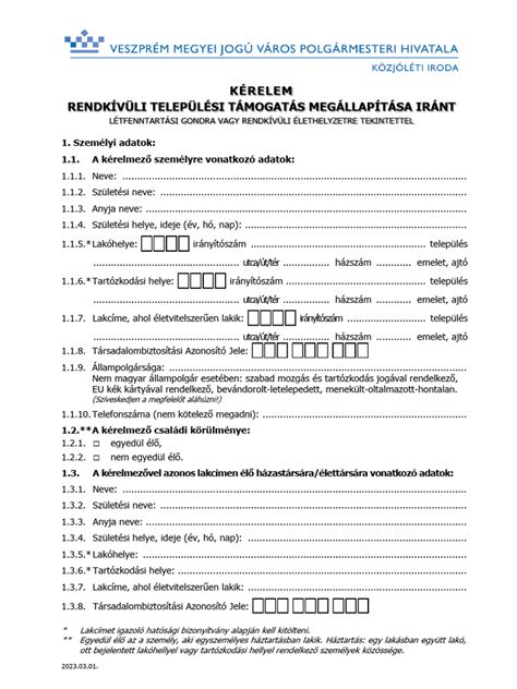 Kérelem Rendkívüli Települési Támogatáshoz Pdf