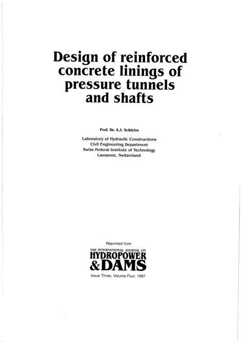 PDF Design Of Reinforced Concrete Linings Of Pressure Tunnels And Shafts