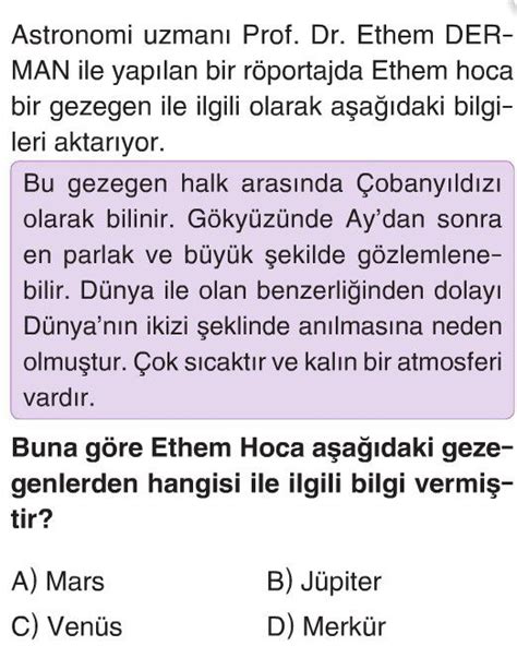 Güneş Sistemi ve Tutulmalar Test Çöz Sınıf Fen Bilimleri Yeni Nesil