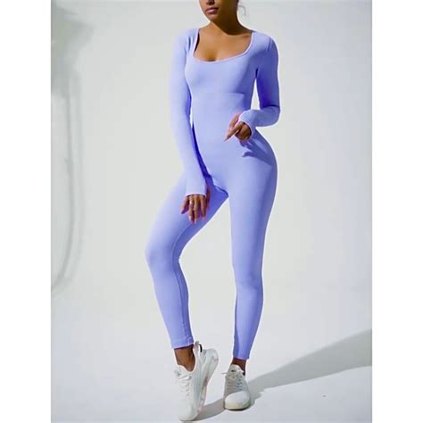 Clt6845 Women Seamless Long Sleeve Jumpsuit Yoga Fitness Dancing Slim