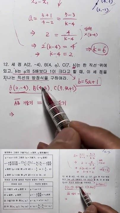 세 점이 주어질 때 기울기 공식으로 해결 중2 1수학 일차함수 Youtube