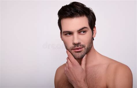 Brutal Man Portrait With Pretty Face Looking At Side Stock Photo Image Of Face Care 170862926