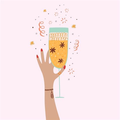Premium Vector Cheers Champagne Champagne Girl Champagne Glasses
