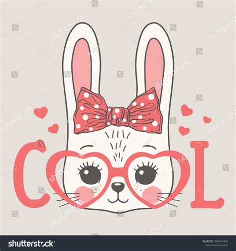 Cute Rabbit Girl Face Pink Heart Stock Vector Royalty Free 1206412303