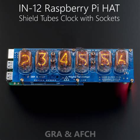 In 12 Hat Nixie Clock With Sockets Dots And Adapter [rgb Usb Tunes] Tubes Raspberry Pi