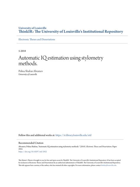 Automatic Iq Estimation Using Stylometry Methods Pdf Wechsler Adult Intelligence Scale