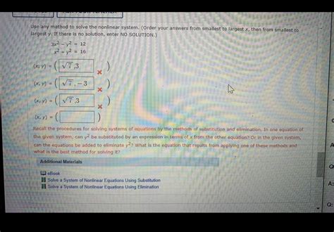 Solved Use Any Method To Solve The Nonlinear System Order
