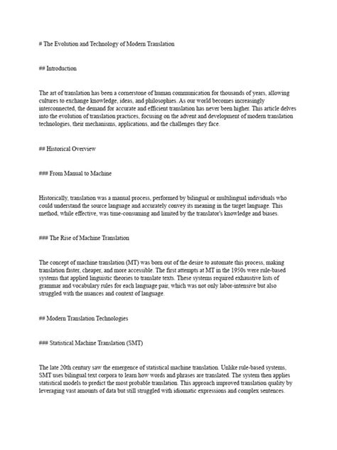 The Evolution And Technology Of Modern Translation Pdf