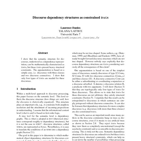Discourse Dependency Structures As Constrained Dags Acl Anthology