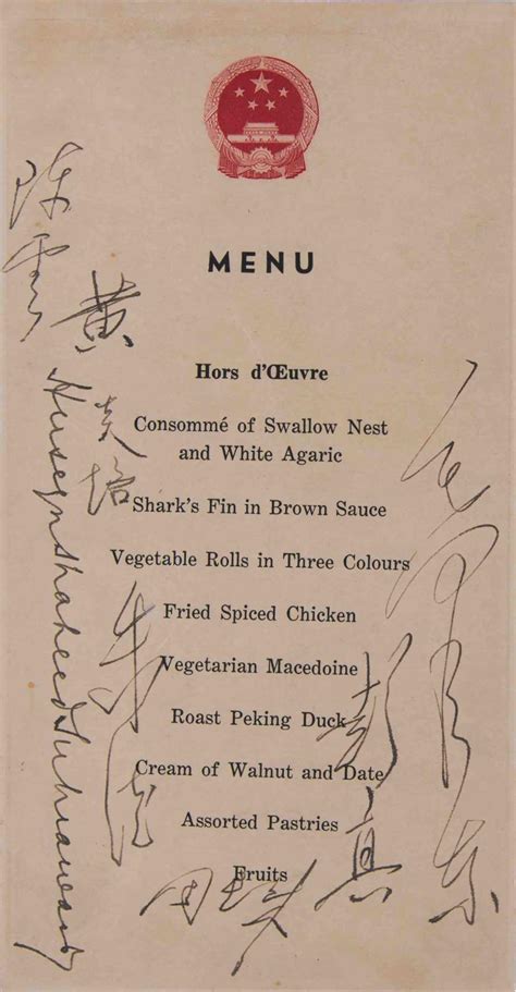 Historic Mao Zedong Signed Banquet Menu Sold For 275000