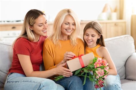 Premium Photo Mothers Day Surprise For Beloved Granny From Daughter