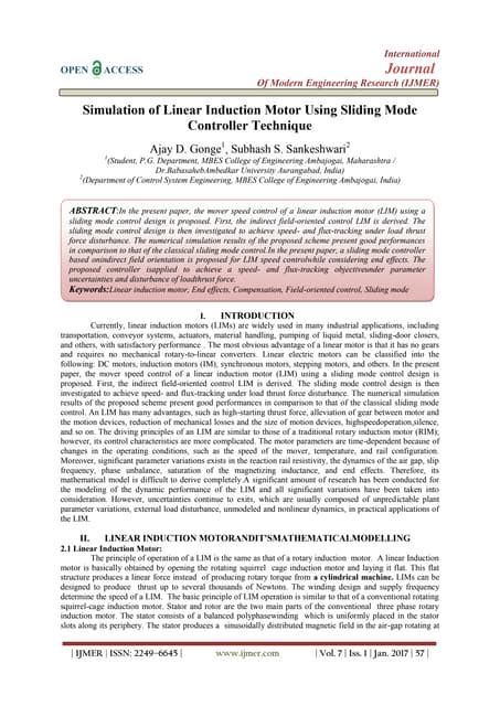 Simulation Of Linear Induction Motor Using Sliding Mode Controller