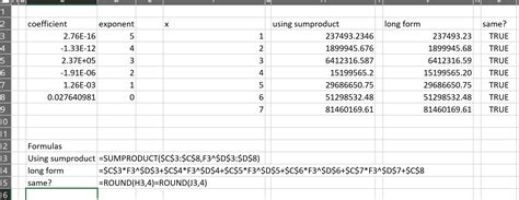 Excel Using A Graph Trend Line Formula To Calculate Y Values From X Values Stack Overflow