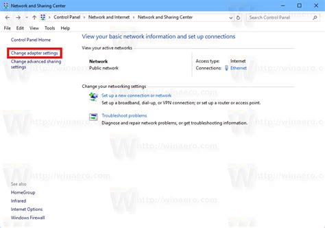 Create Network Connections Shortcut In Windows 10