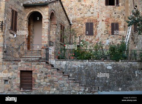 Monticchiello Medieval Village Near Pienza Tuscany Italy Stock