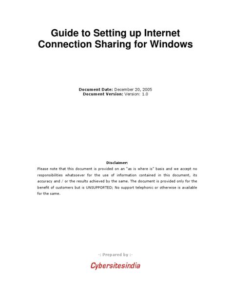 Pdf Guide To Setting Up Internet Connection Sharing For Windows Dokumentips