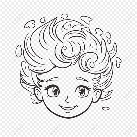 Cartoon Of A Person S Head With Curls Outline Sketch Drawing Vector Free Png And Clipart Image