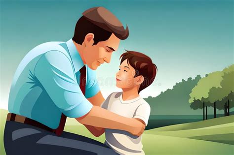 Father S Day Animated Illustration The Love Between A Dad And His Son