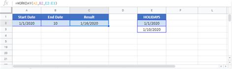 Excel Workday Functions Add Working Business Days