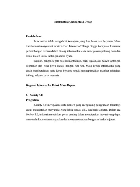 Informatika Untuk Masa Depan Pdf