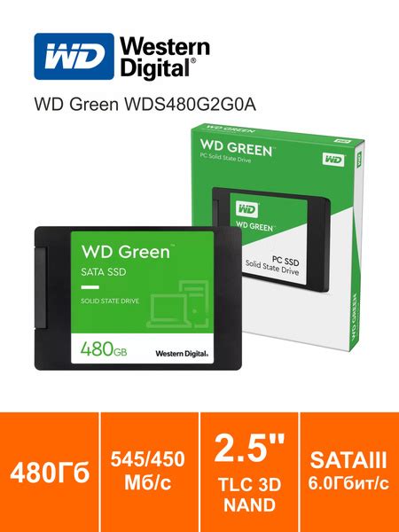 480 ГБ Внутренний SSD диск Western Digital WD Green WDS480G2G0A