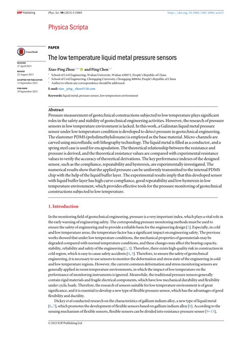 The Low Temperature Liquid Metal Pressure Sensors