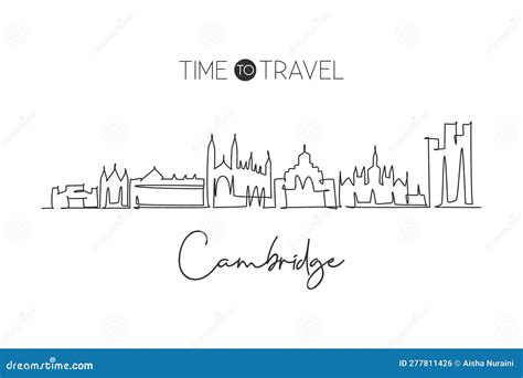 Cambridge City Black Map England The United Kingdom Detailed
