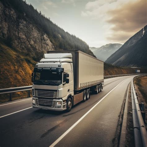 Truck With Container On Highway Cargo Transportation Generative Ai