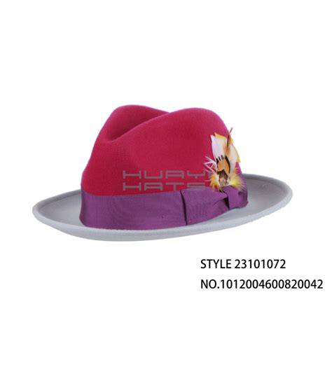 Mens Wool Felt Fedora Hat Colorful Patchwork Short Brim Customizable Size And Color