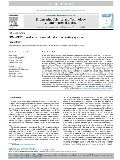 Pdf Pdm Mppt Based Solar Powered Induction Heating System